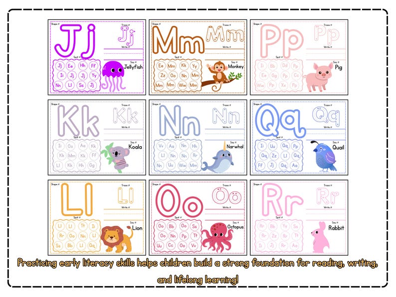 Animal Alphabet Play Dough Mats: Letter Tracing, Fine Motor Skills ...