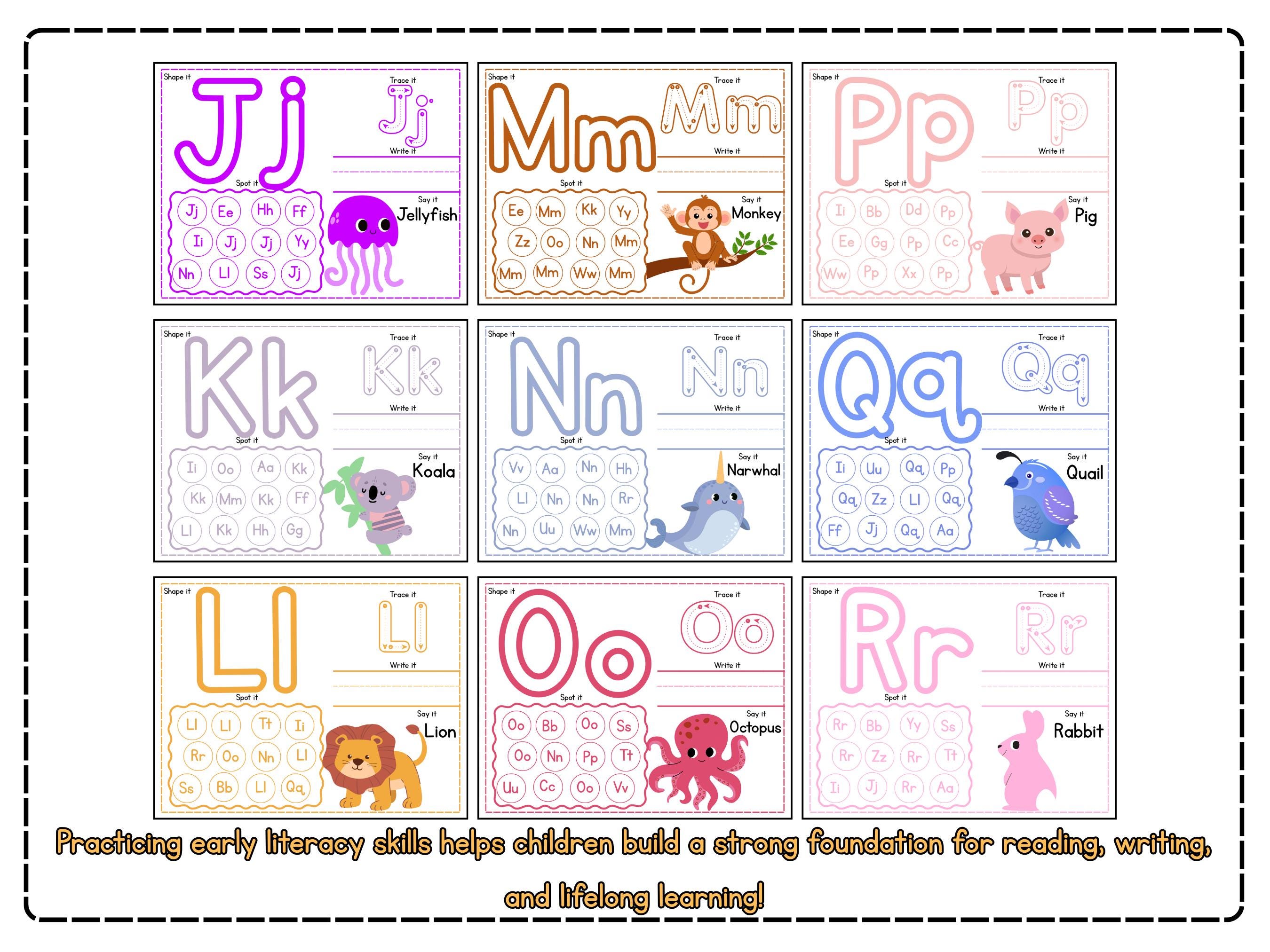 Animal Alphabet Play Dough Mats: Letter Tracing, Fine Motor Skills ...
