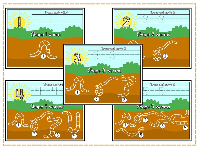 Counting Worms Play Dough Mats | Numbers 1–10 | Fine Motor Counting ...
