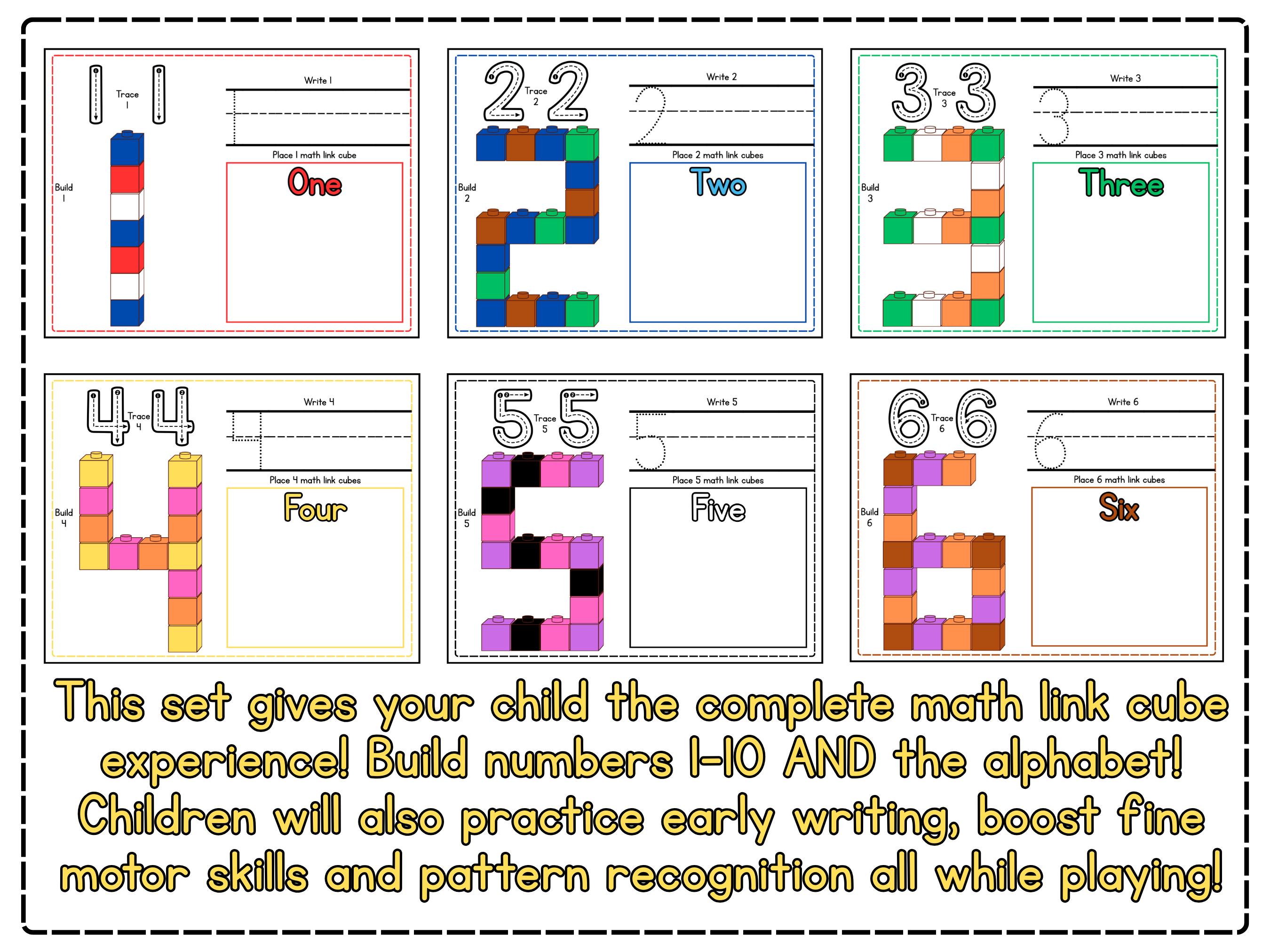 Math Link Cube BUNDLE PACK: Number AND Alphabet Building Mats | Digital ...
