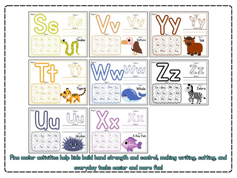 Animal Alphabet Play Dough Mats: Letter Tracing, Fine Motor Skills ...