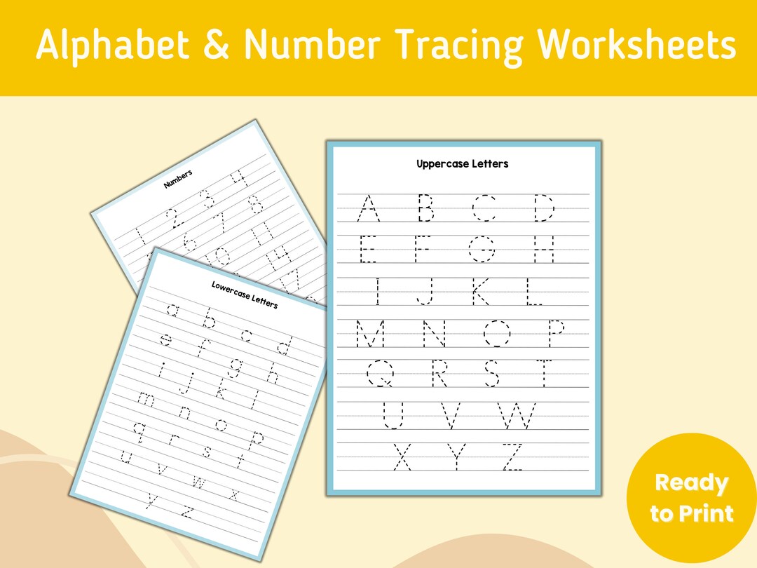 Alphabet & Number Tracing Worksheets. Printable Tracing - Etsy