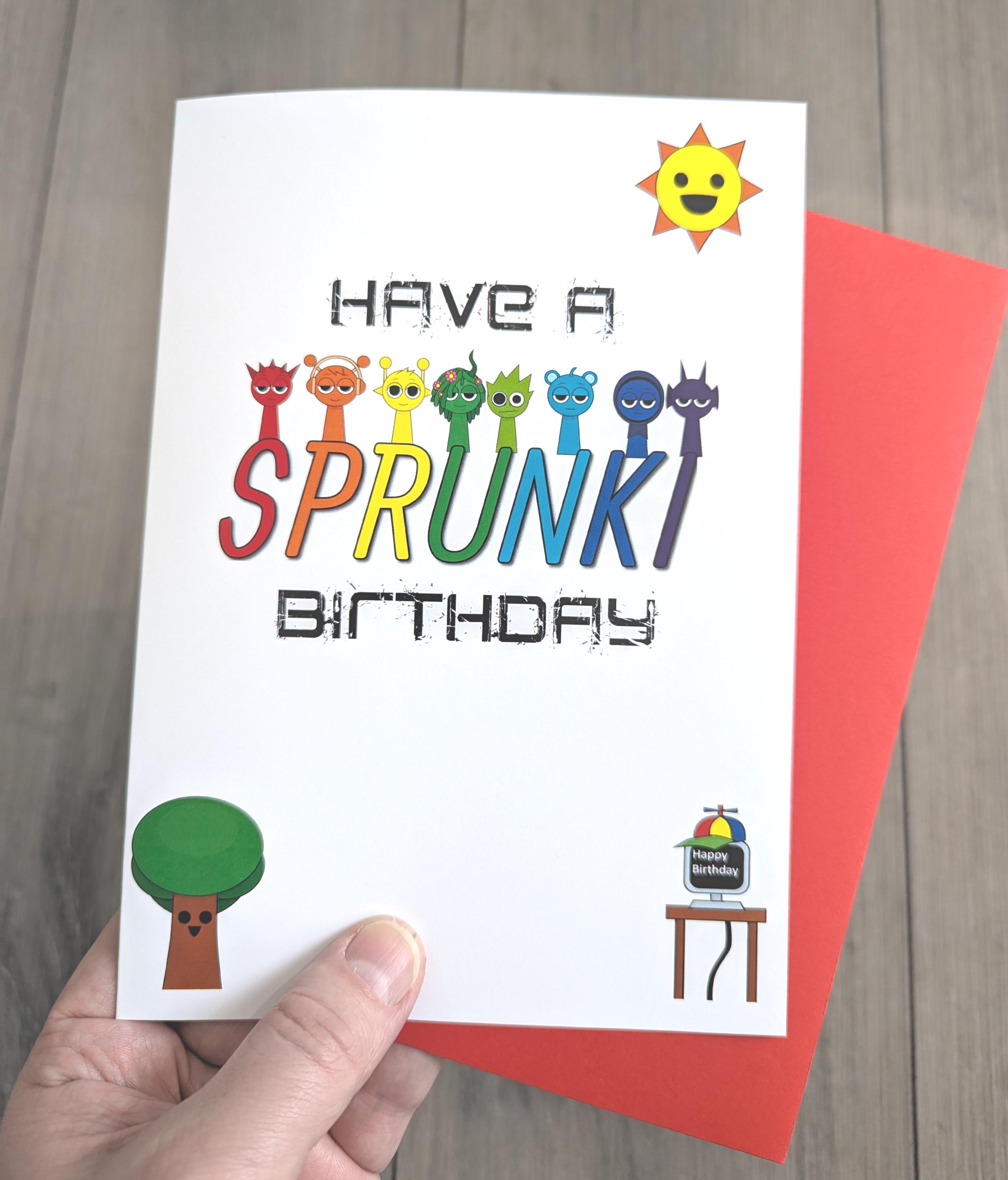 SPRUNKI BIRTHDAY Card - Cute Card for Kids - Funny Sprunky Incredibox ...