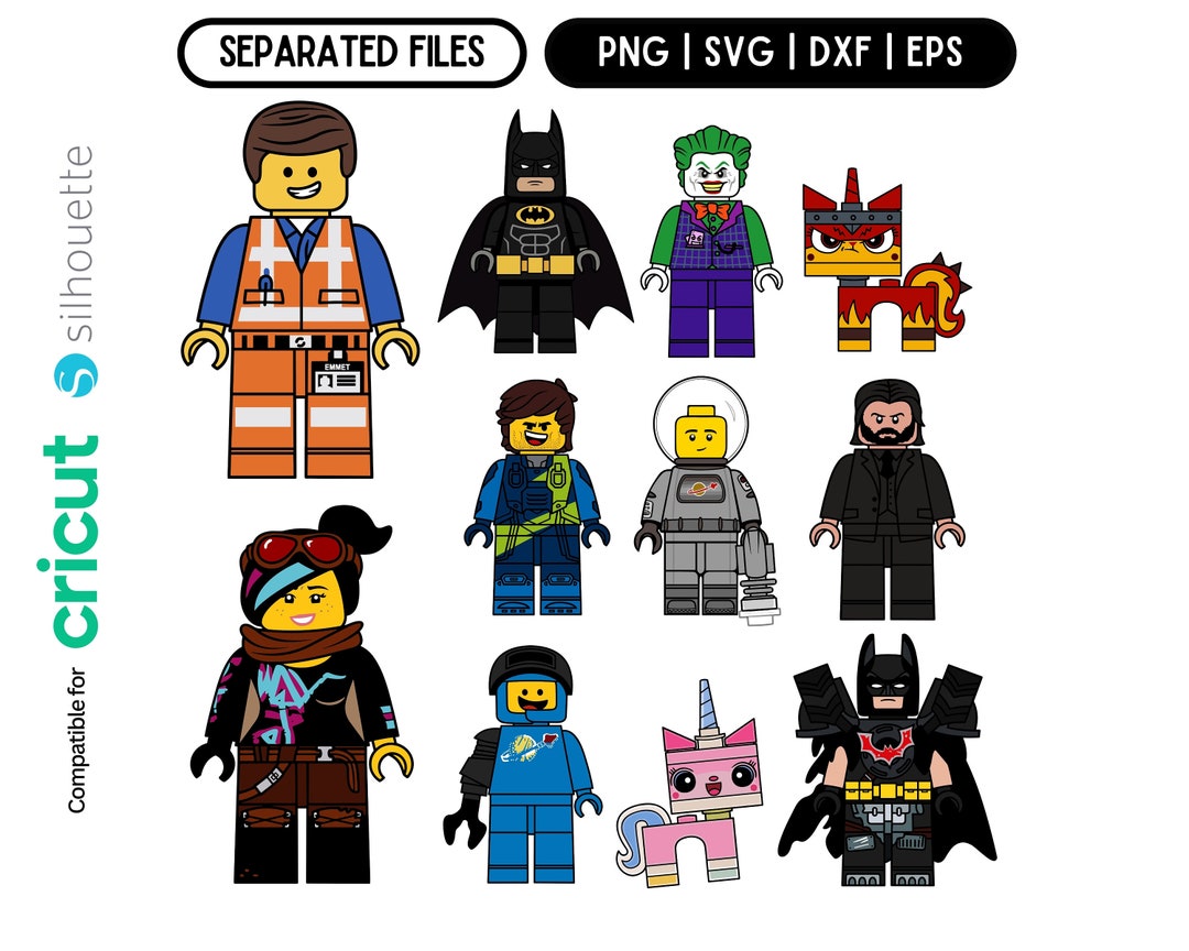Legos Movie Characters Svg Bundle, Brick Svg Files for Cricut, Bricks ...