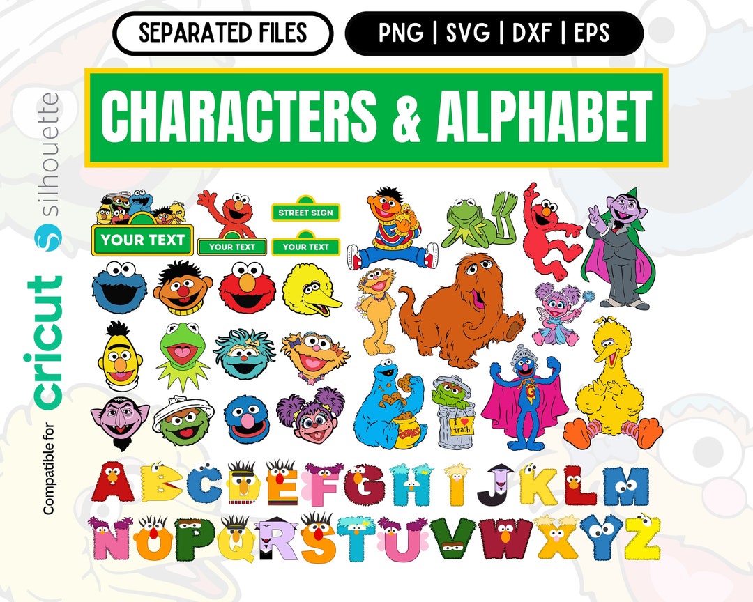 Sesamestreet Characters & Alphabet Svg Sesame Birthday Party - Etsy UK