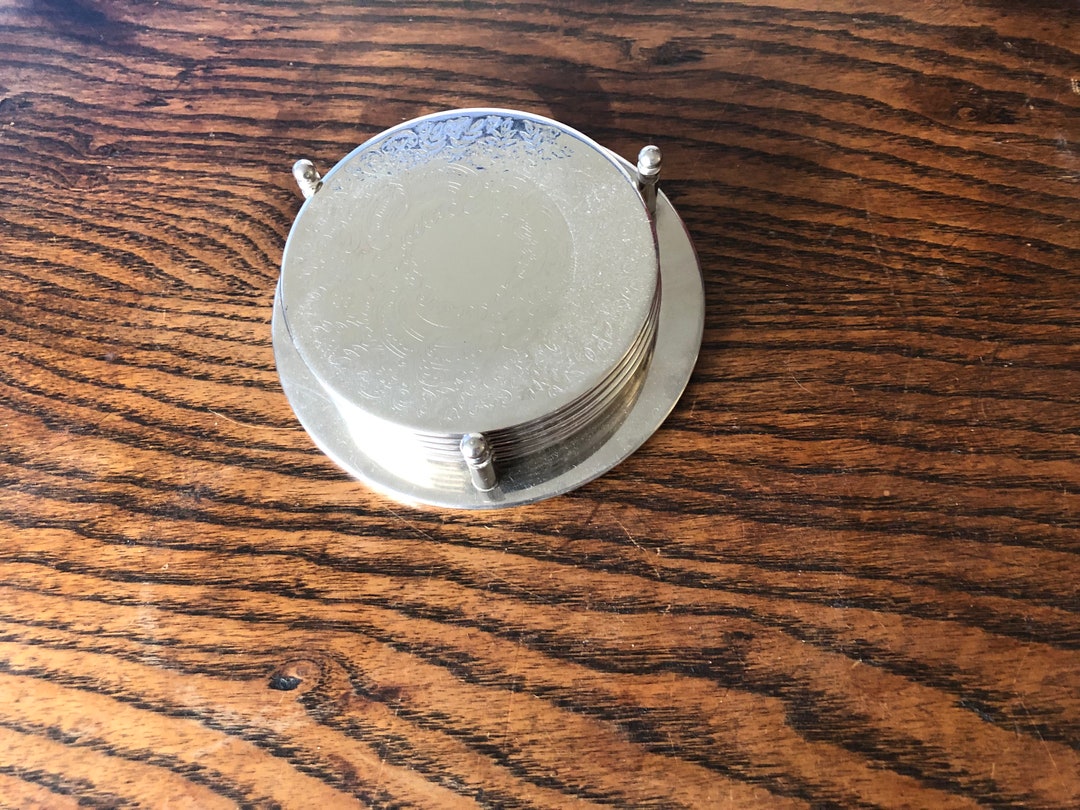Silver Plated Coaster Set - Etsy UK
