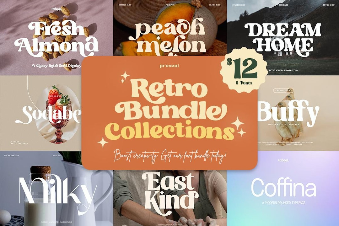 Retro Fonts Bundle: Groovy & Farmhouse Typefaces (OTF, TTF) - Etsy