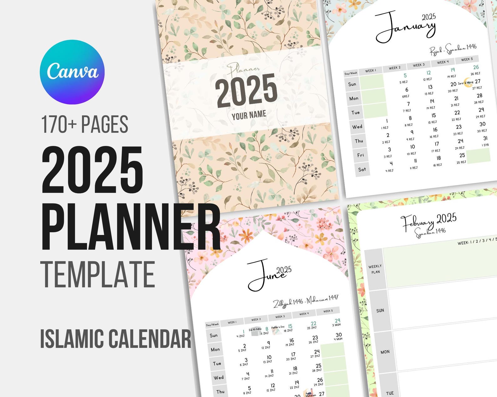 2025 Planner and Calendar (with Hijri Calendar 1446/1447H) Canva ...