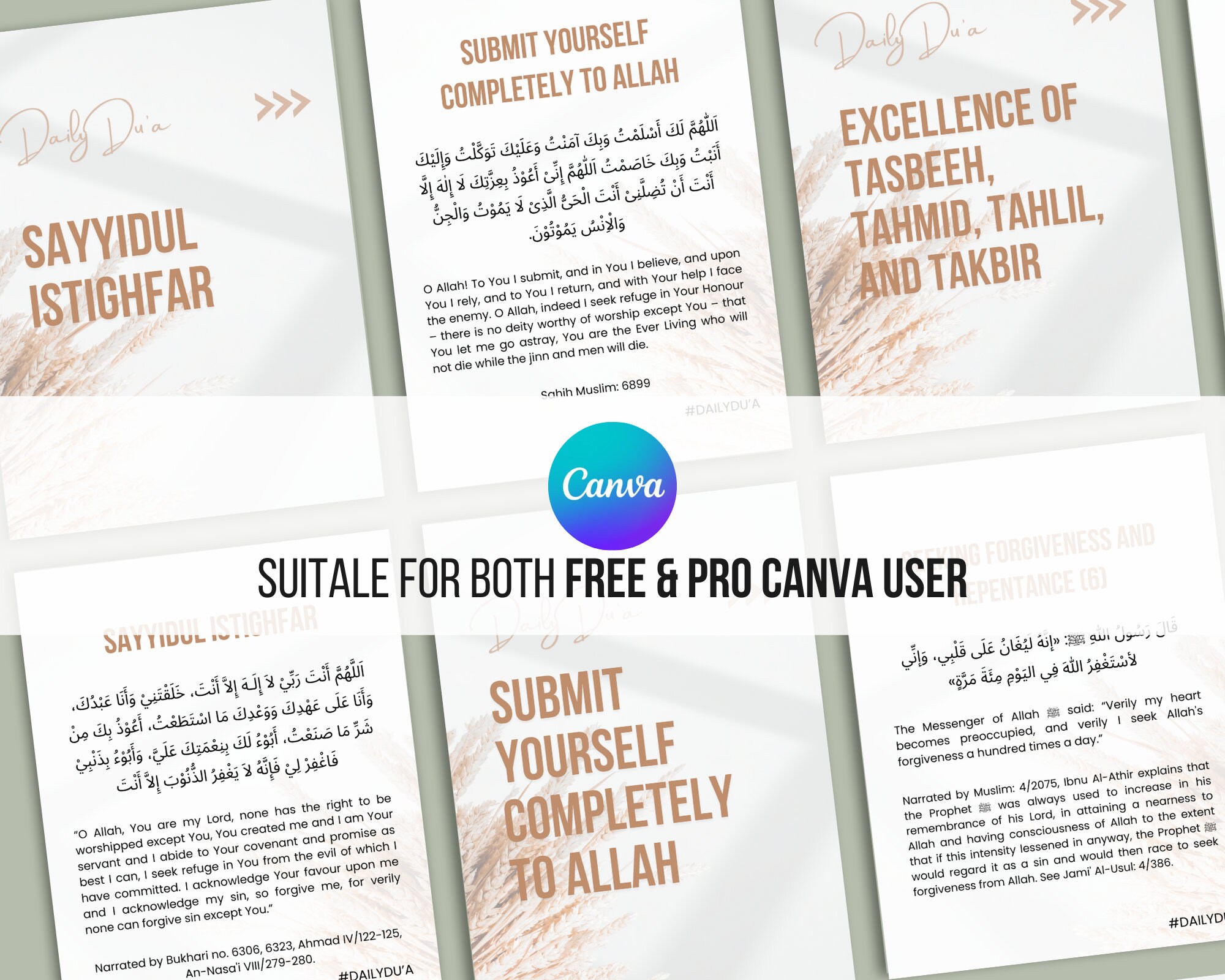 100+ Islamic Content Social Media Canva Template | Daily Du'a Instagram ...