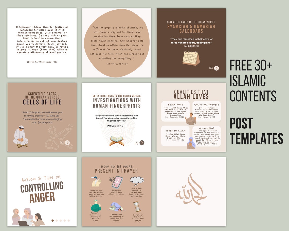 100+ Islamic Content Social Media Canva Template | Daily Du'a Instagram ...