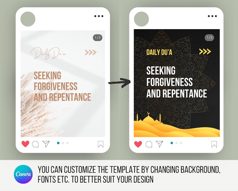 100+ Islamic Content Social Media Canva Template | Daily Du'a Instagram ...