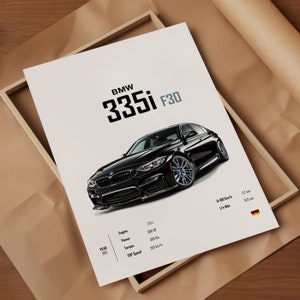 Poster BMW F30 335i xDrive 2012 Schwarzes Auto Poster Digitaldruck ...