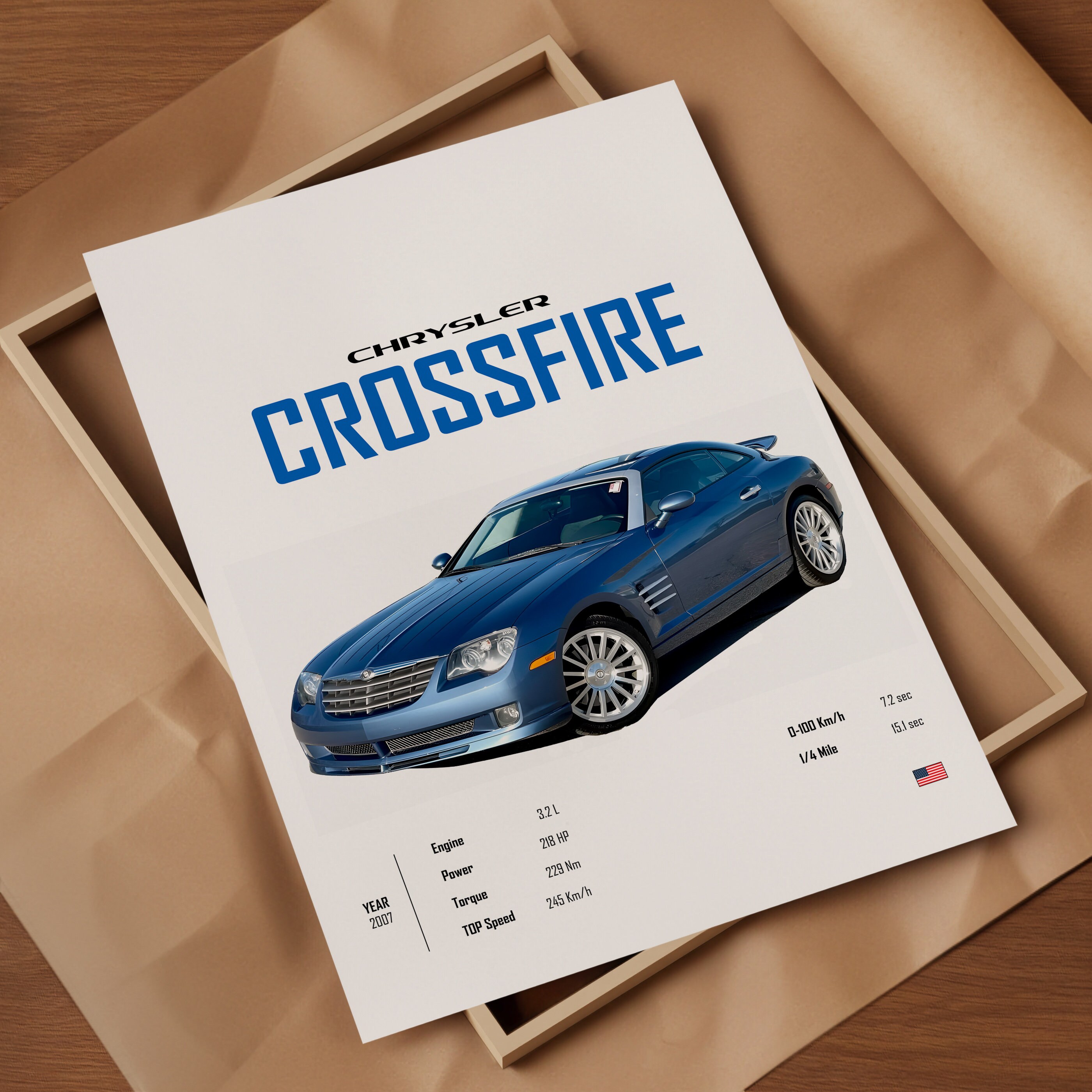 Chrysler Crossfire 2007 Car Poster Digital Prints Printable Wall Art Kids Boys Husband Room ...