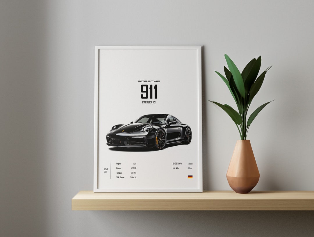 Poster Porsche 911 992 Carrera 4S Car Poster Digital Portrait - Etsy