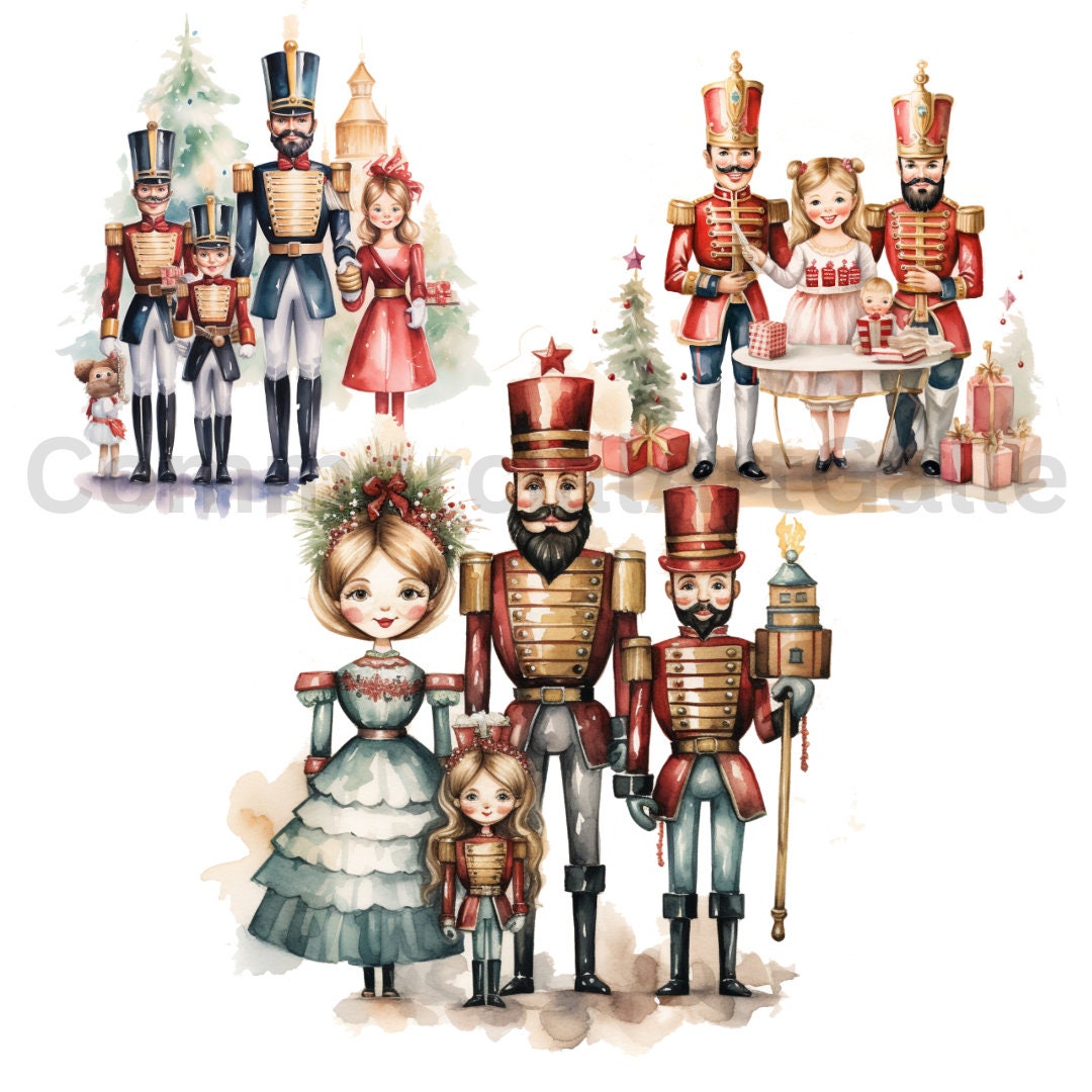 Nutcrackers Watercolor Clipart Bundle - 30 PNG Christmas Nutcracker ...