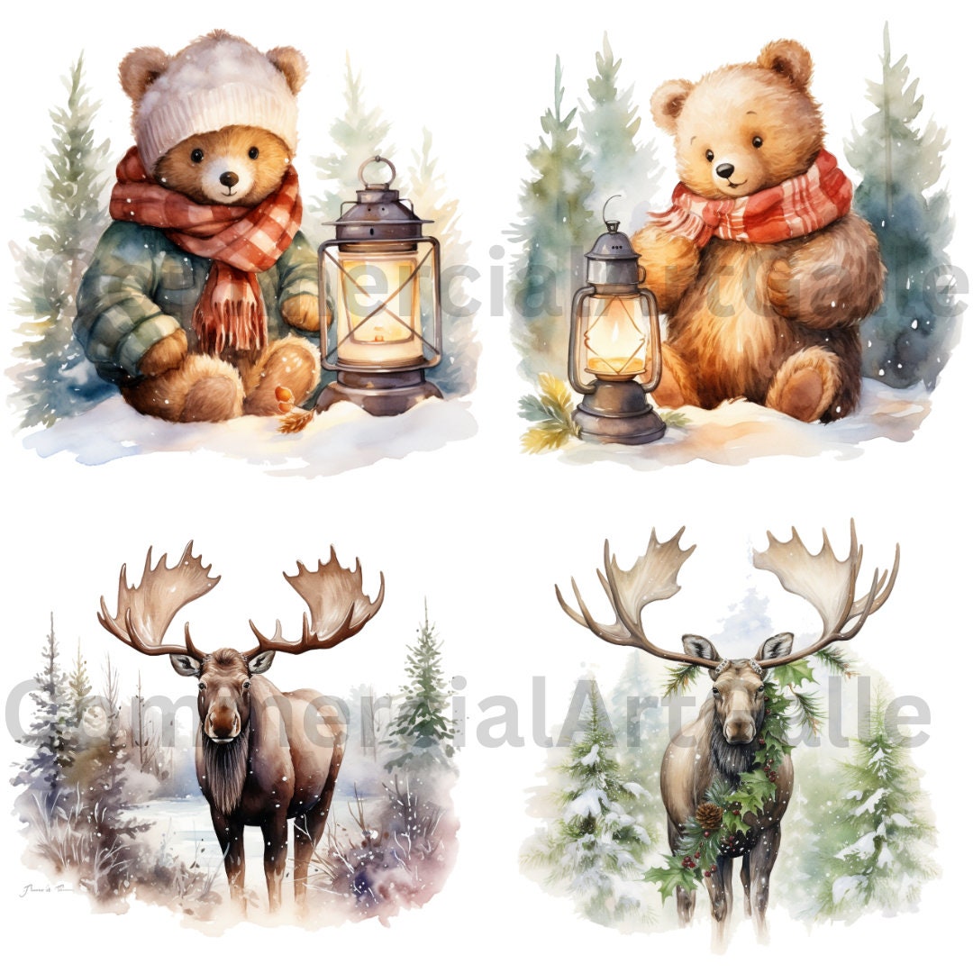 Woodland Christmas, Woodland Animals, Commercial Use for Christmas ...