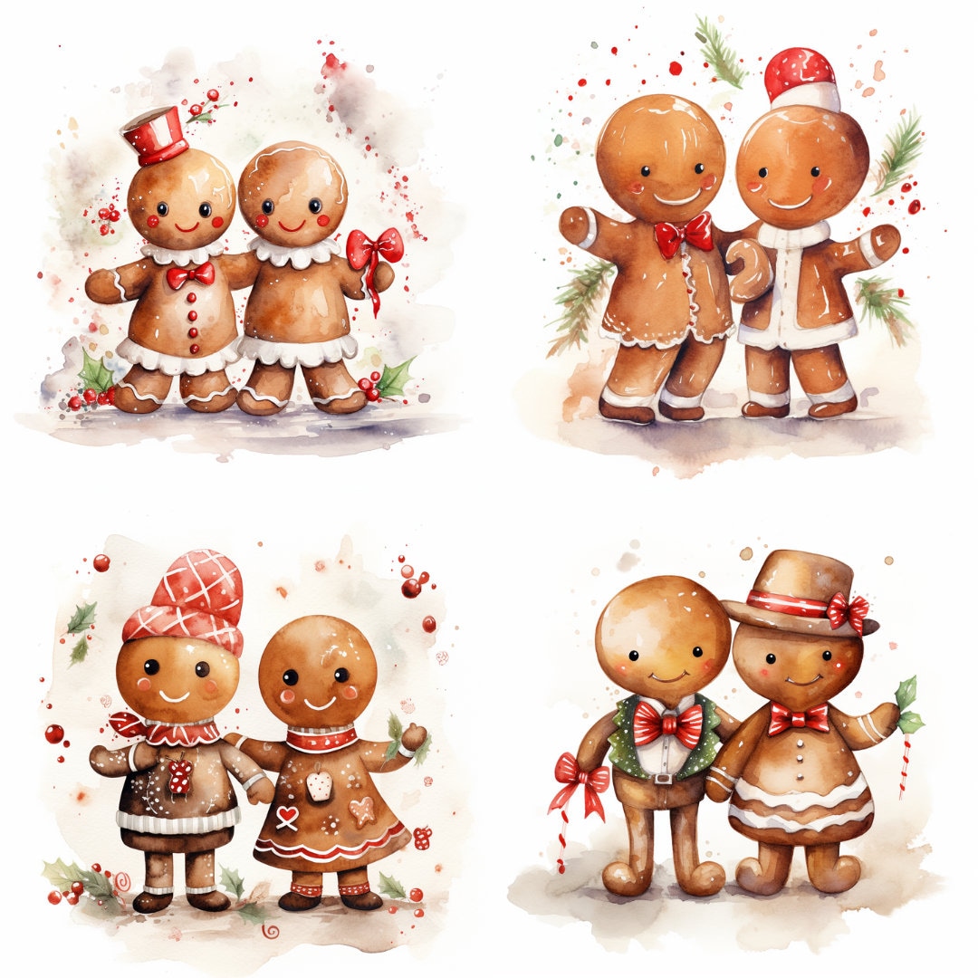 Watercolor Gingerbread Man Png, Gingerbread Clipart, Winter Clipart ...