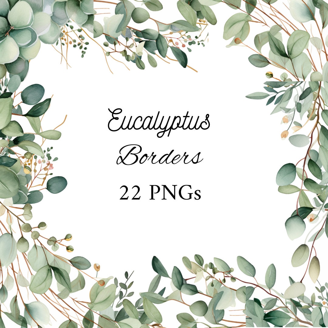 Eucalyptus Watercolor Border, Eucalyptus Corner Border Wedding ...