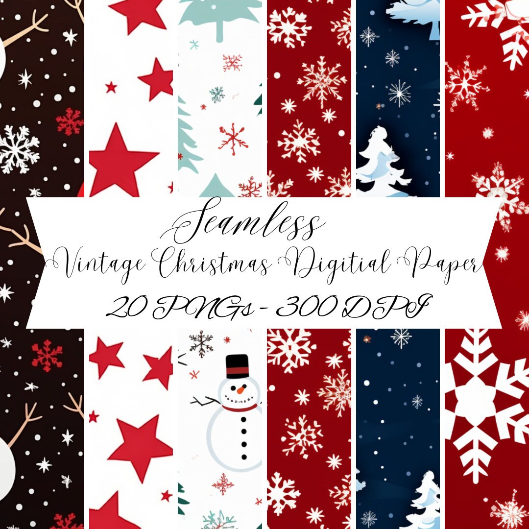 Vintage Christmas Digital Paper, Holiday Scrapbook Papers, Snowflake ...
