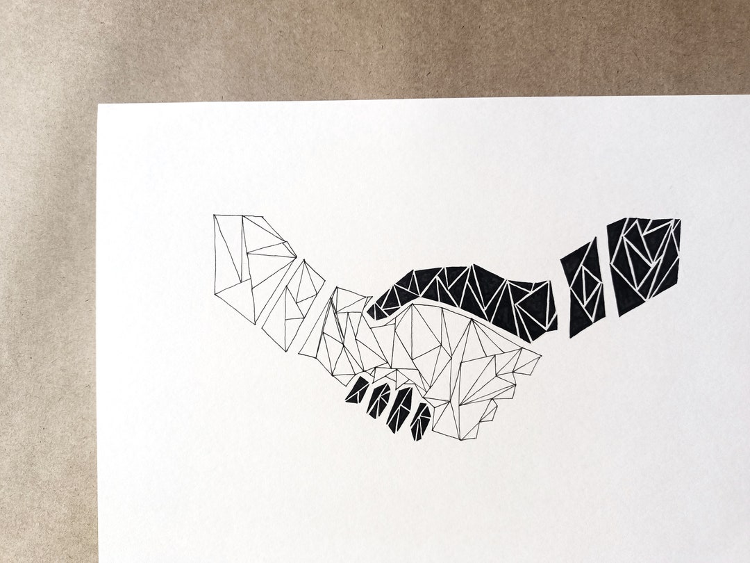 Handshake Abstract Art Print, Minimalistic Home Decor, Wall Art. - Etsy