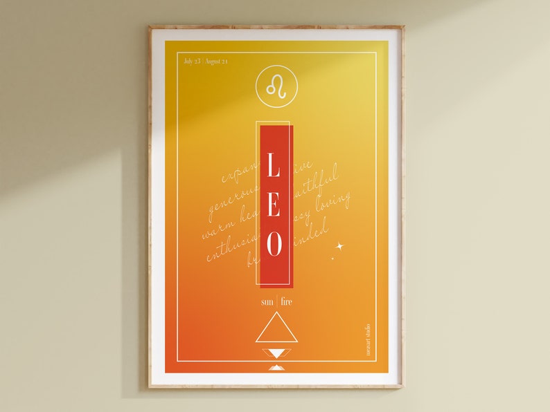 Zodiac Art Decor: Leo Printable Poster, Leo Birthday Gift - Etsy
