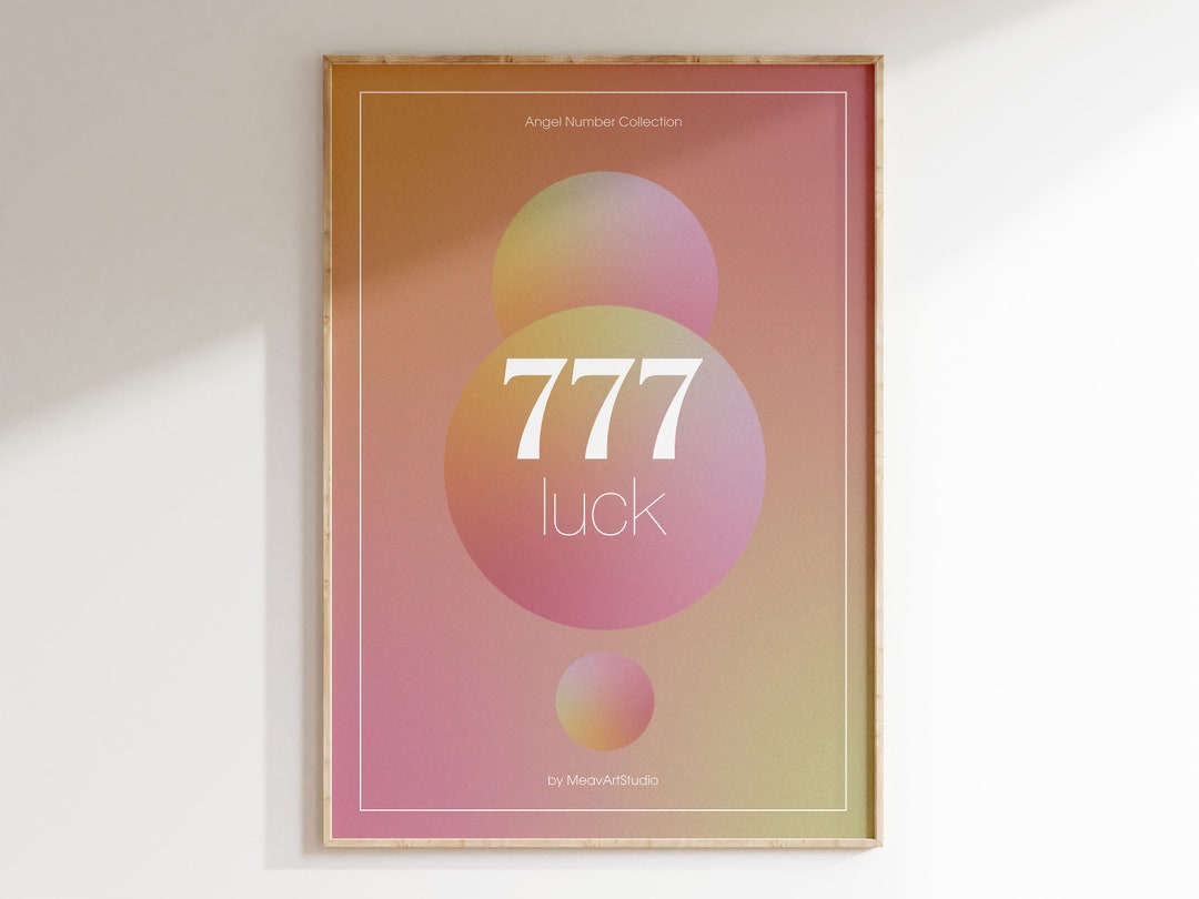777 Angel Number Printable Poster, 777 Numerology Luck, Trendy Y2k Aura ...