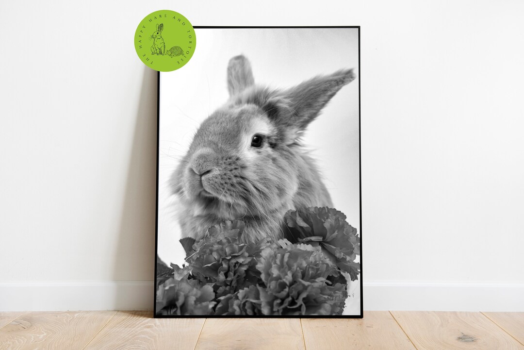 Flowery Bunny Print | Flowers | Cute Rabbit | Pet Gift | Flowery Scene ...