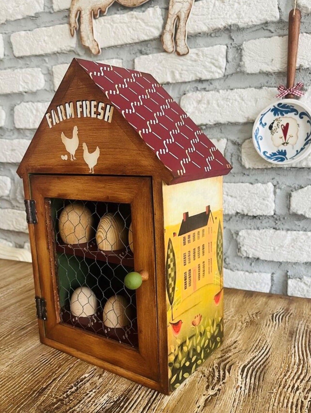 Wooden Mini House Egg Cabinet for Kitchen Tiny Egg Box - Etsy