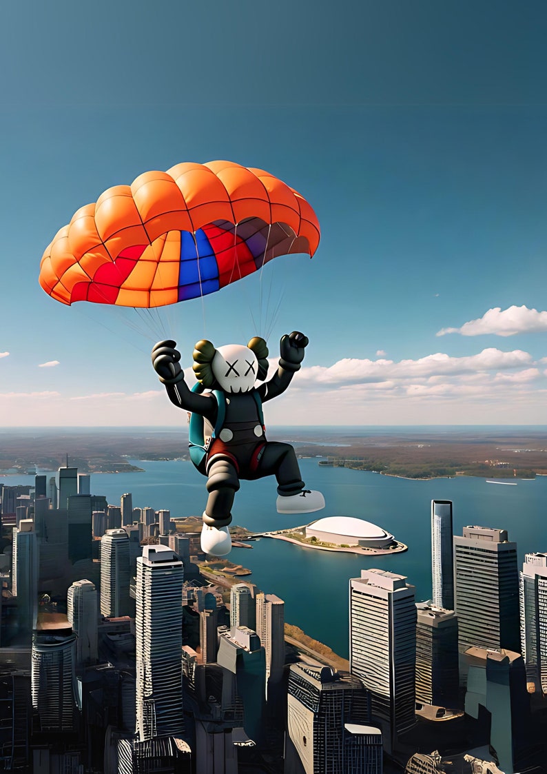 Kaws Paragliding Poster, Hypebeast Fagure, Kaws Parachute Poster ...