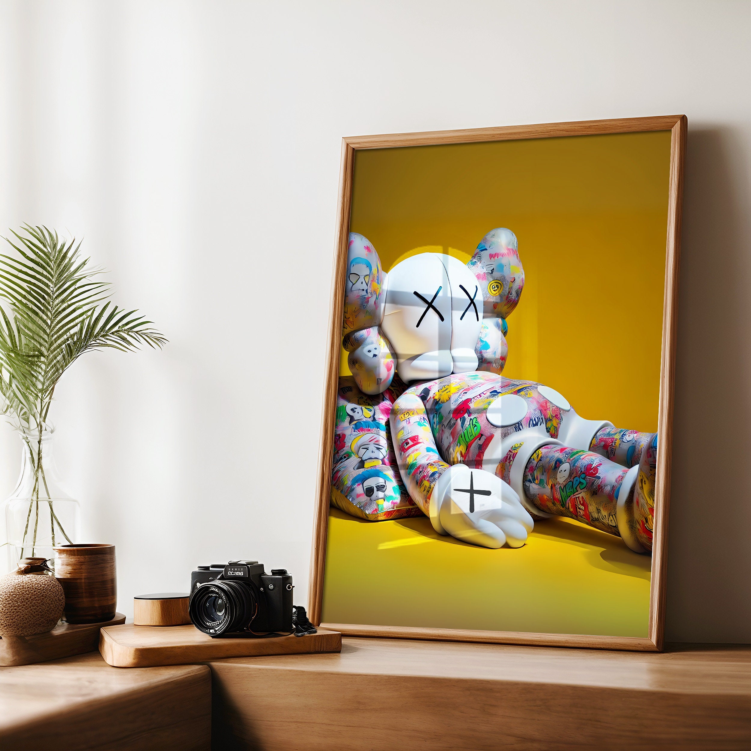 Yellow Graffiti Kaws Set of 3, Printable Kaws Poster, Hypebeast Toy ...