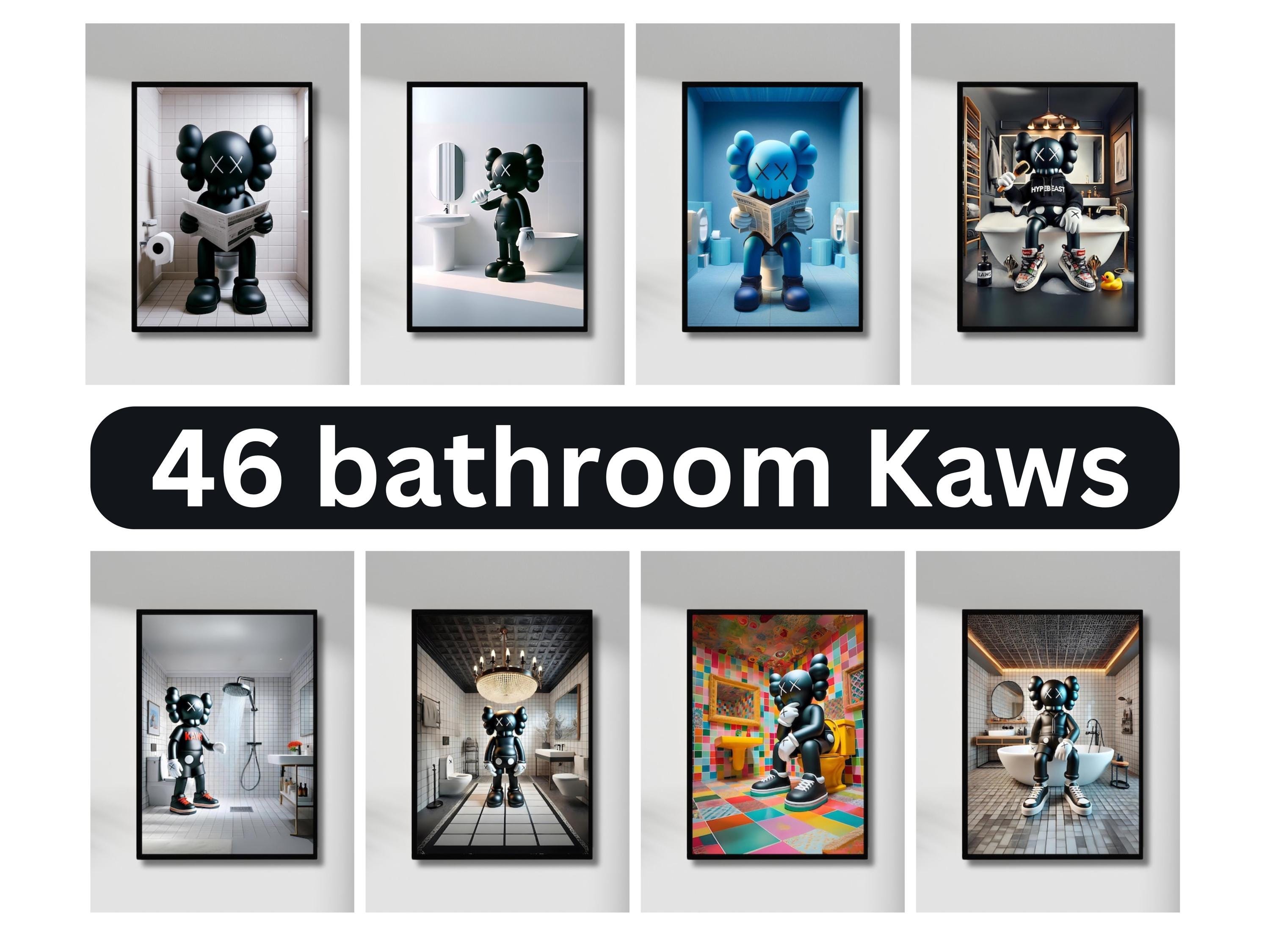 SET of 46 Bathroom Poster,printable KAWS Toys, Graffiti Print, Washroom ...