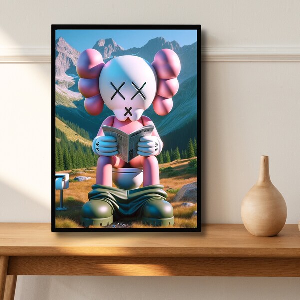 Kaws Wall Art Toilet Reading - Etsy