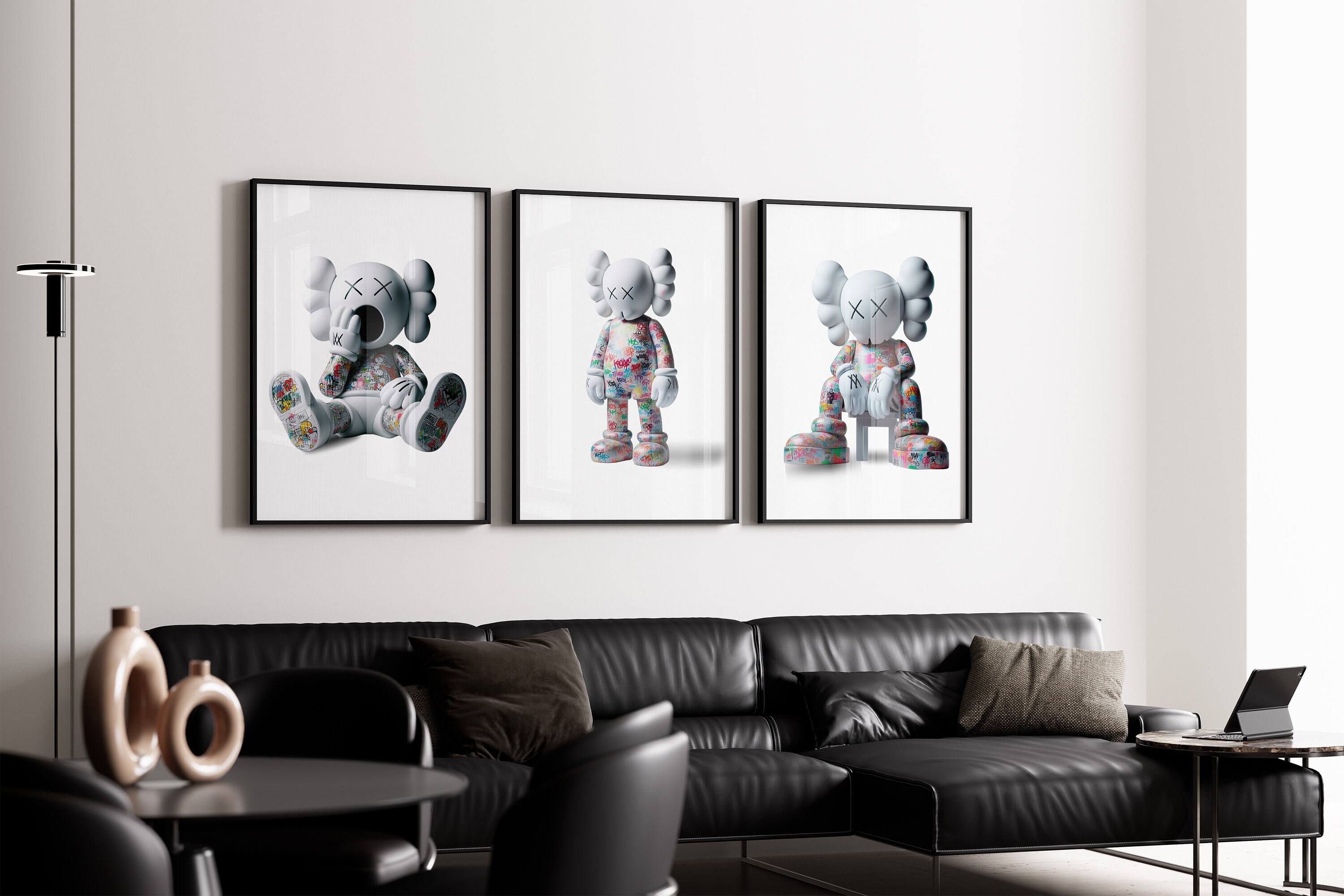Hypebeast Kaws Poster, Colorful Graffiti Kaws Figurine, Set of 3 Kaws ...