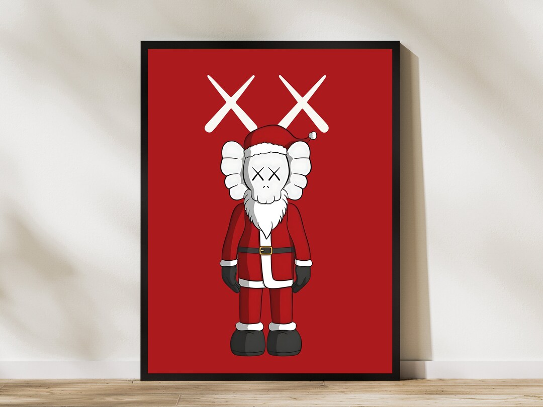 Santa Kaws Poster, Christmas Hypebeast Kaws Poster, Red Kaws Printable ...