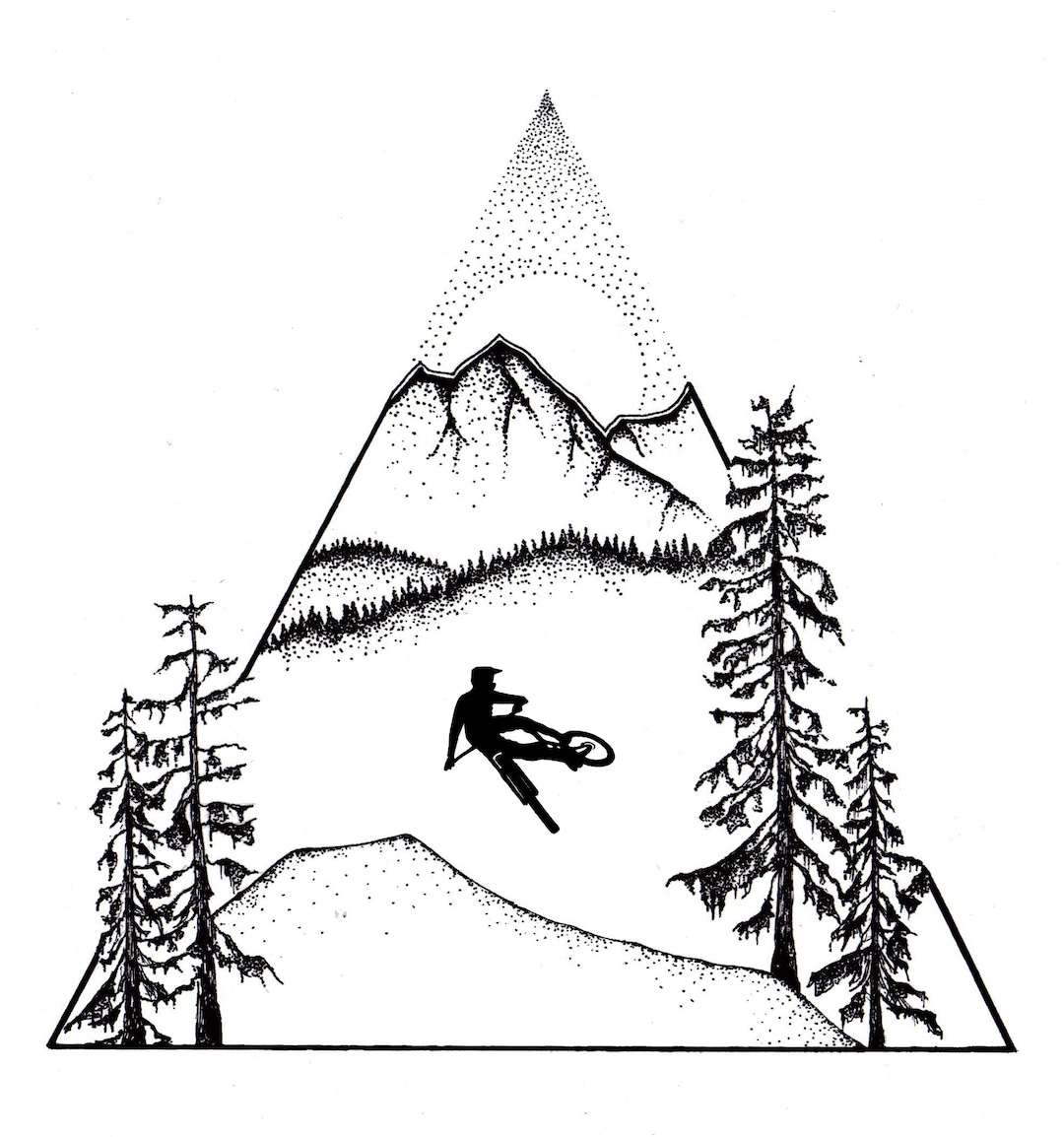 MTB Whip | Pen and Ink Illustration | Print | Minimalist | Black and ...