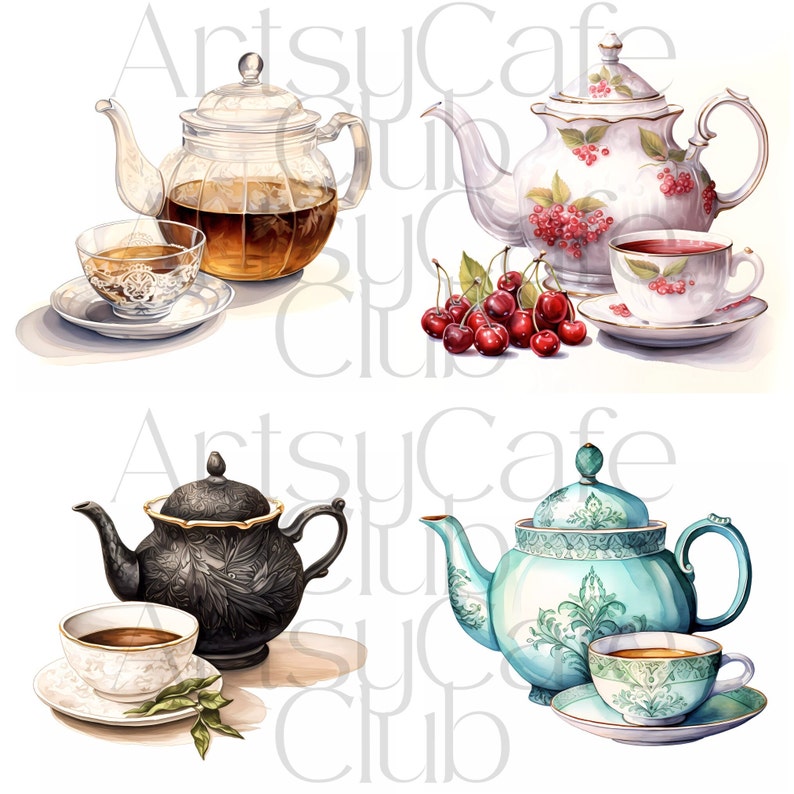Tea Set Clipart Bundle PNG Digital Download, Commercial Use, PNG - Etsy