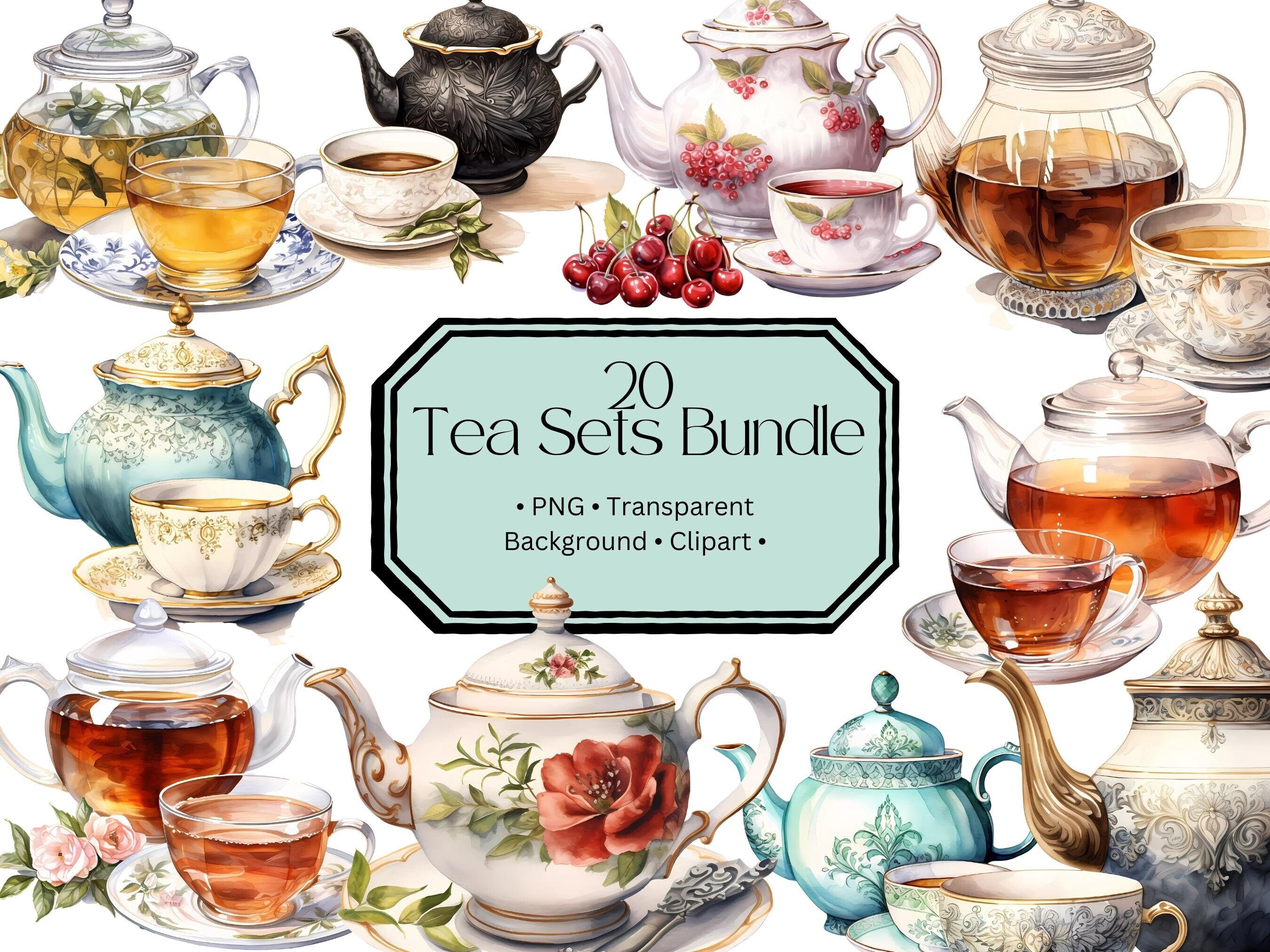 Tea Set Clipart Bundle PNG Digital Download, Commercial Use, PNG - Etsy