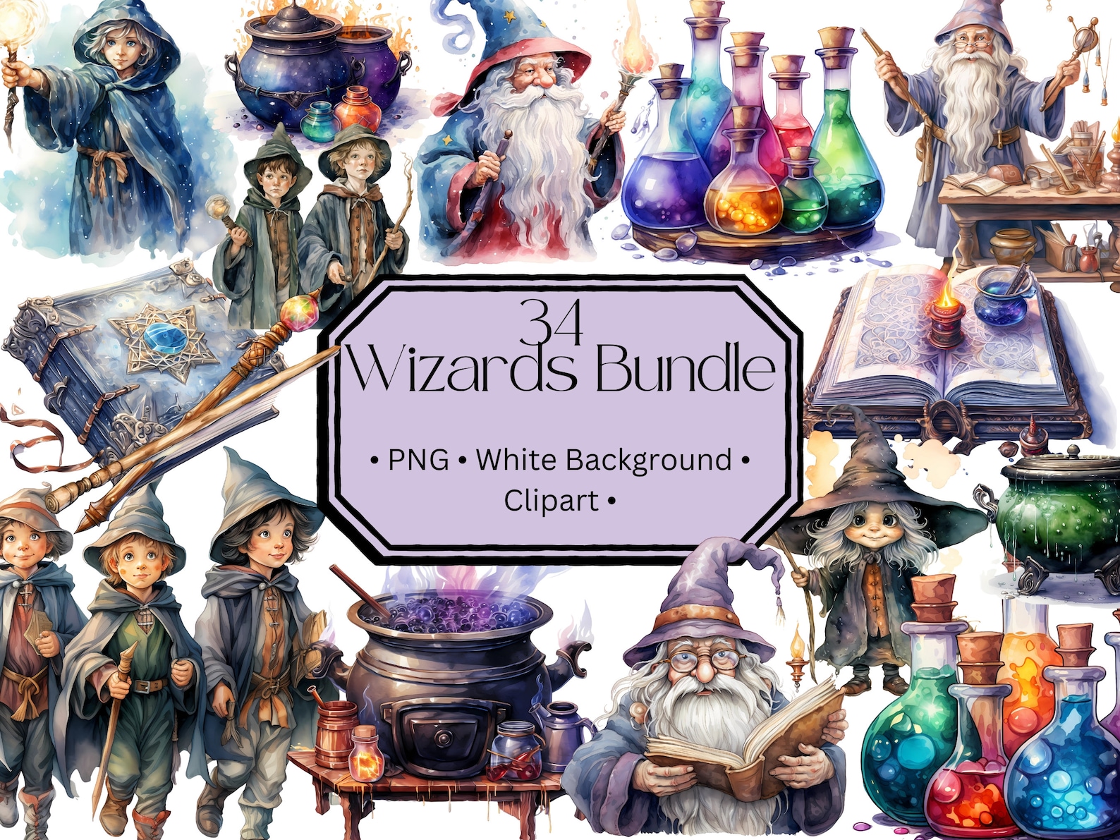 34 PNG Wizards Bundle, for Planner, Scrapbooking, DIY Projects ...