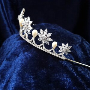 Elegant Silver Snowflake Wedding Tiara With Pearl Accents for the Bride ...