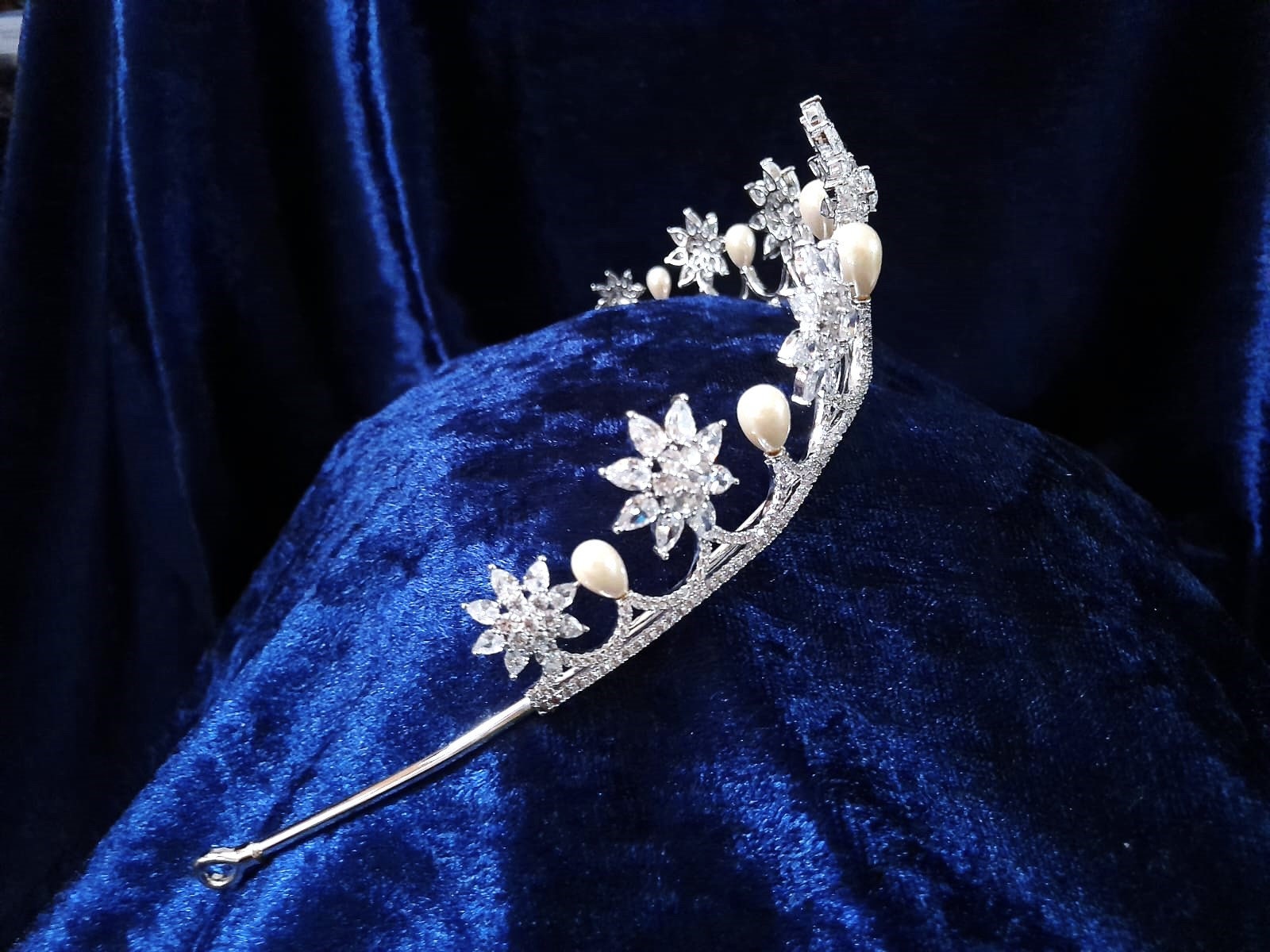 Elegant Silver Snowflake Wedding Tiara With Pearl Accents for the Bride ...