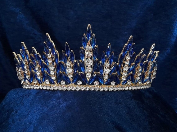Blue Wedding Tiaras VICTORIA Something Blue Swarovski Crystal Bridal
