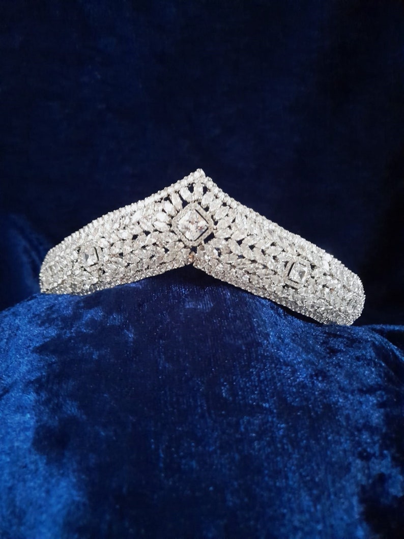 Silver Bridal Tiara in Kokoshnik Style With Sparkling Zirconia, Wedding ...