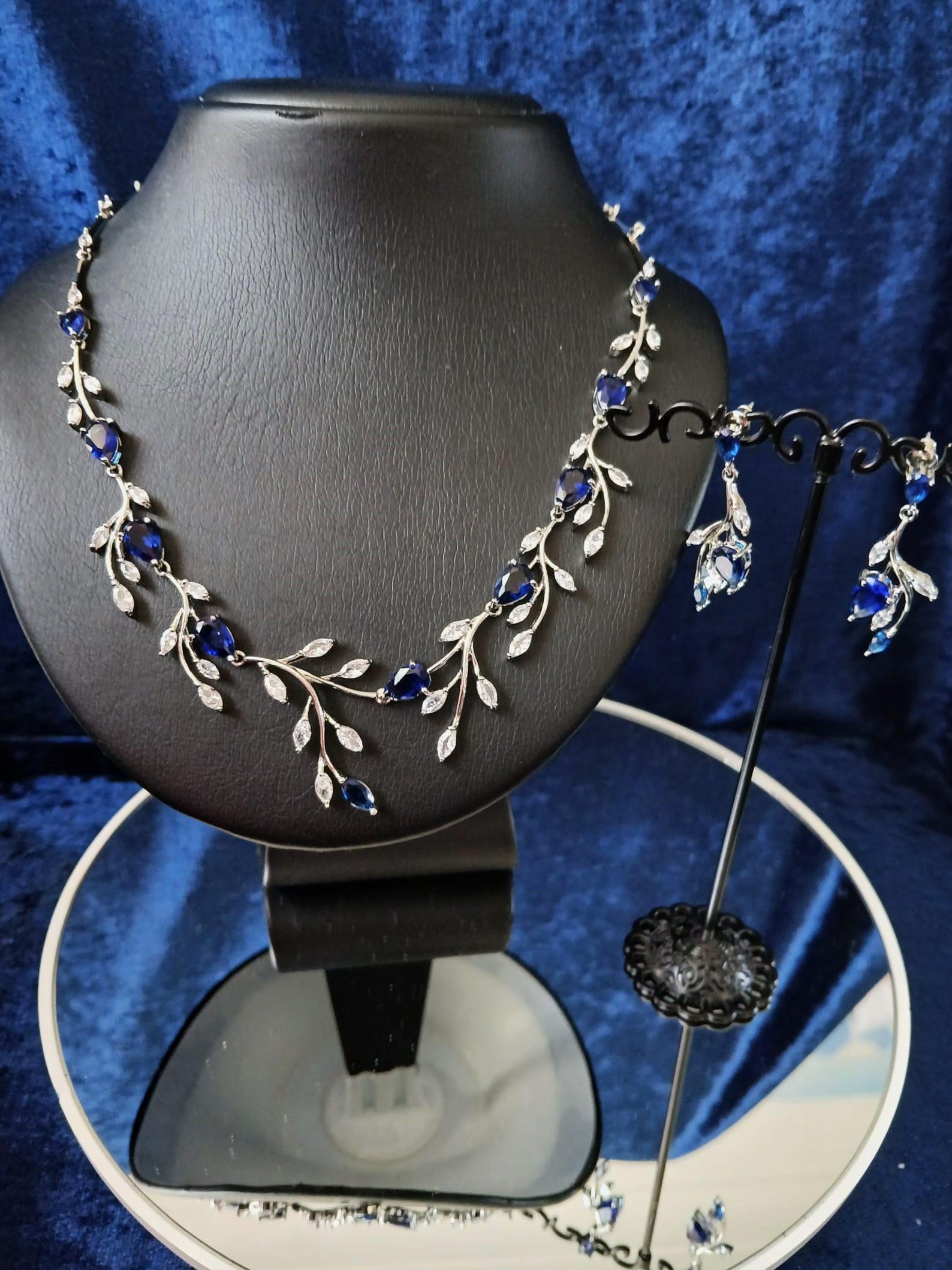 Sapphire Blue and Silver Elven Style Jewellery Set With Zirconia ...