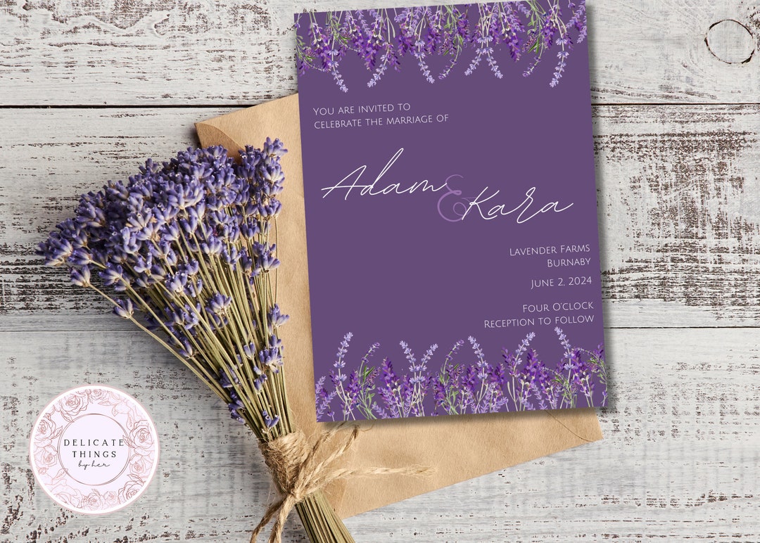 Customizable Lavender Wedding Invitation, Lavender Wedding, Editable ...
