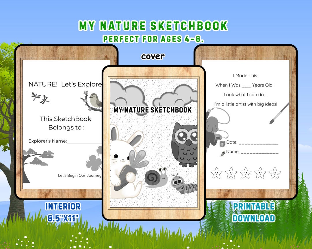 Kids Nature Drawing Book | 20 Nature Prompts + Sketch Pages | Digital ...