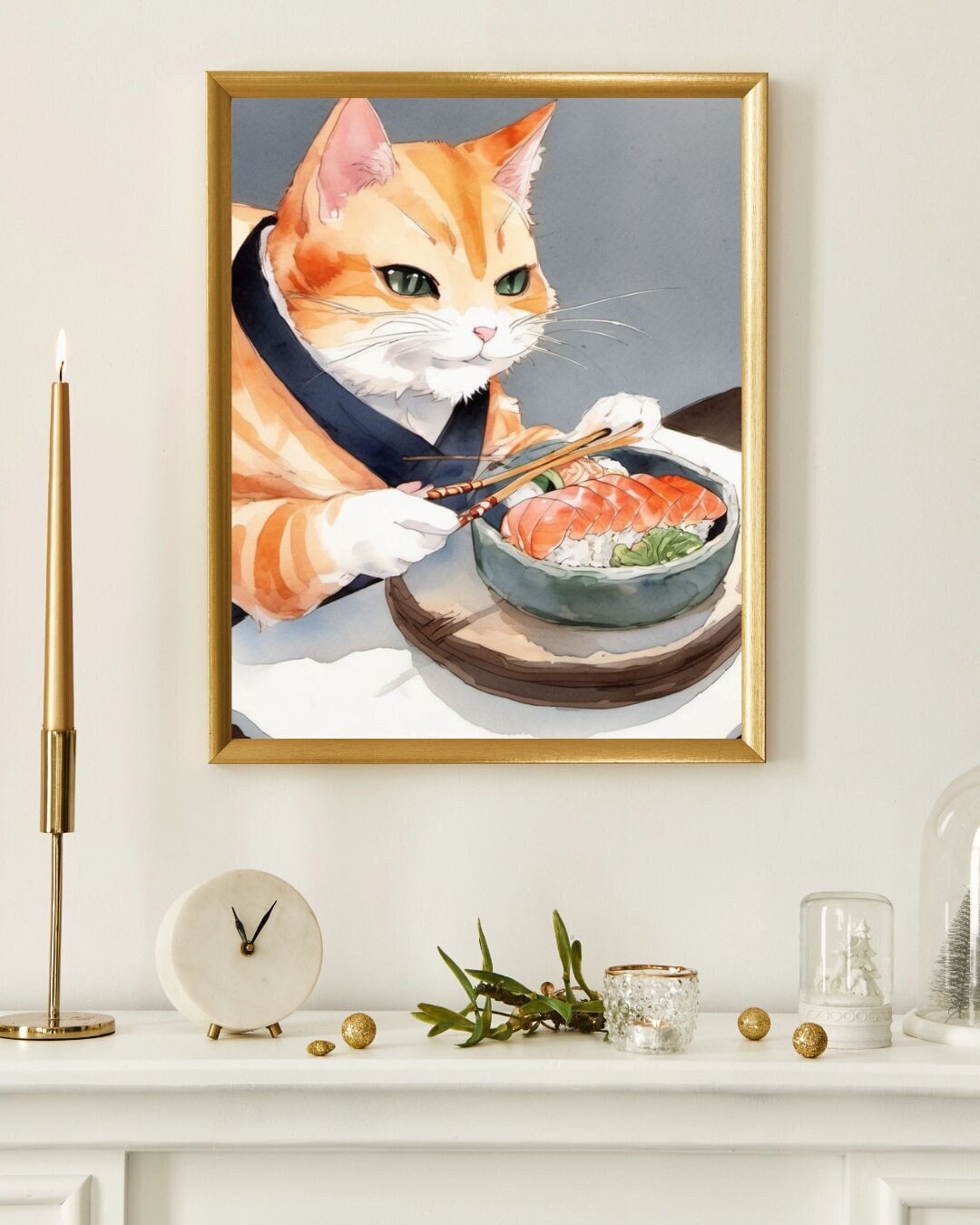 Cat's Sushi Feast - Original Cat and Sushi Painting, Digital Art ...