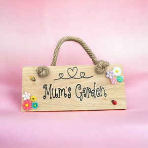 Solid Oak Garden Hanging Sign - Etsy