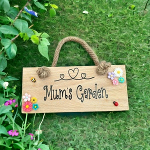 Solid Oak Garden Hanging Sign - Etsy
