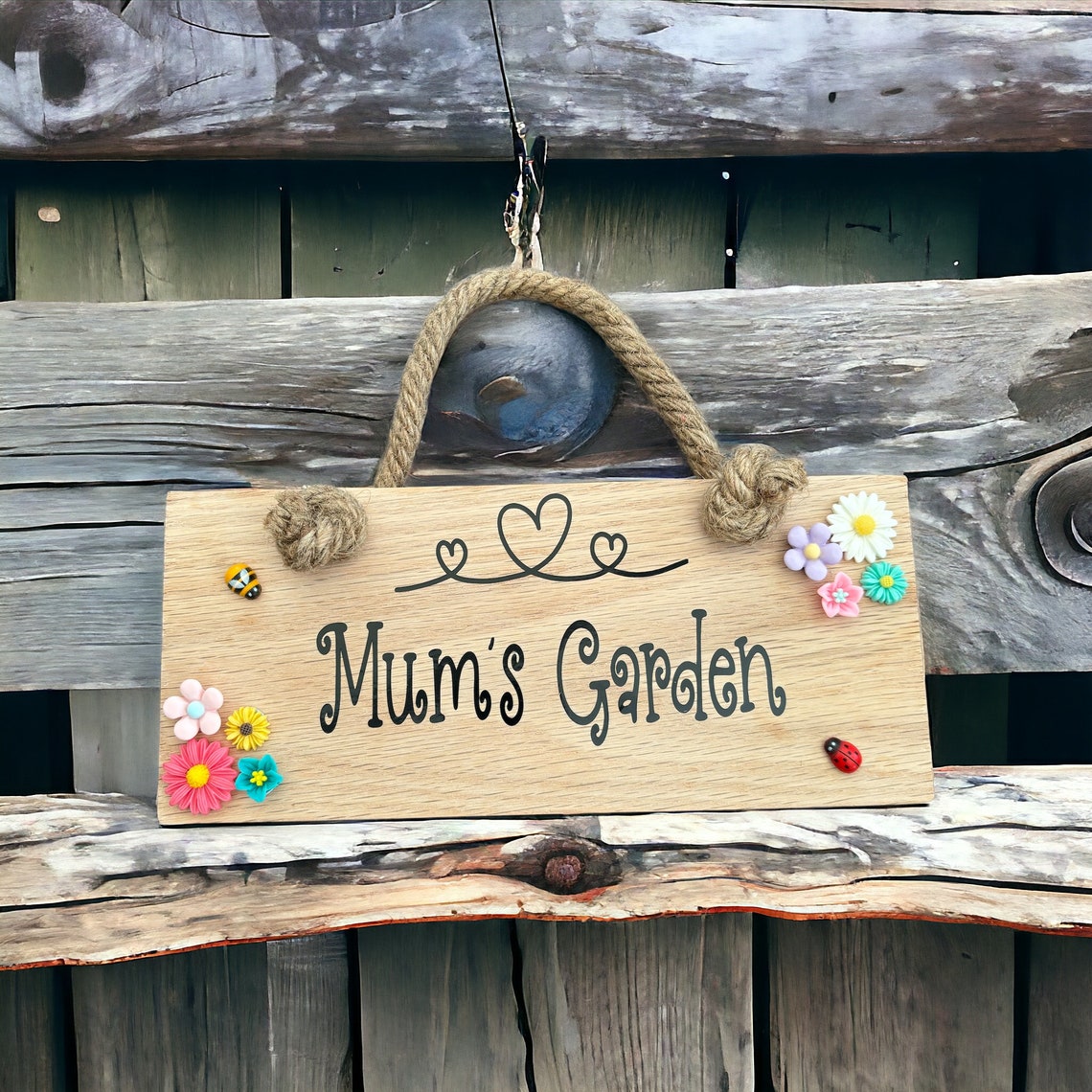 Solid Oak Garden Hanging Sign - Etsy