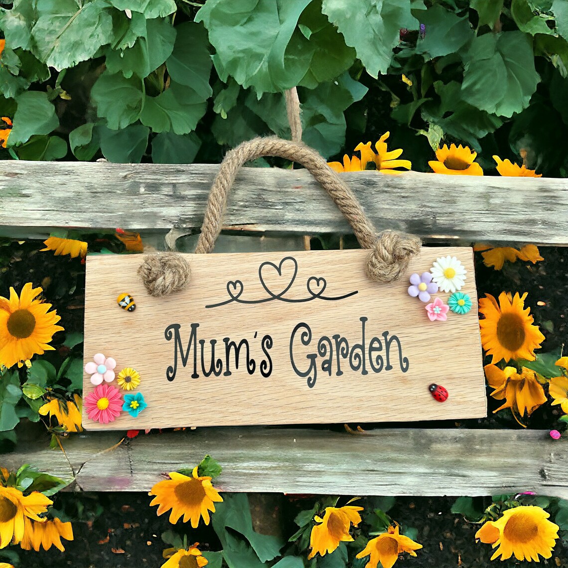 Solid Oak Garden Hanging Sign - Etsy